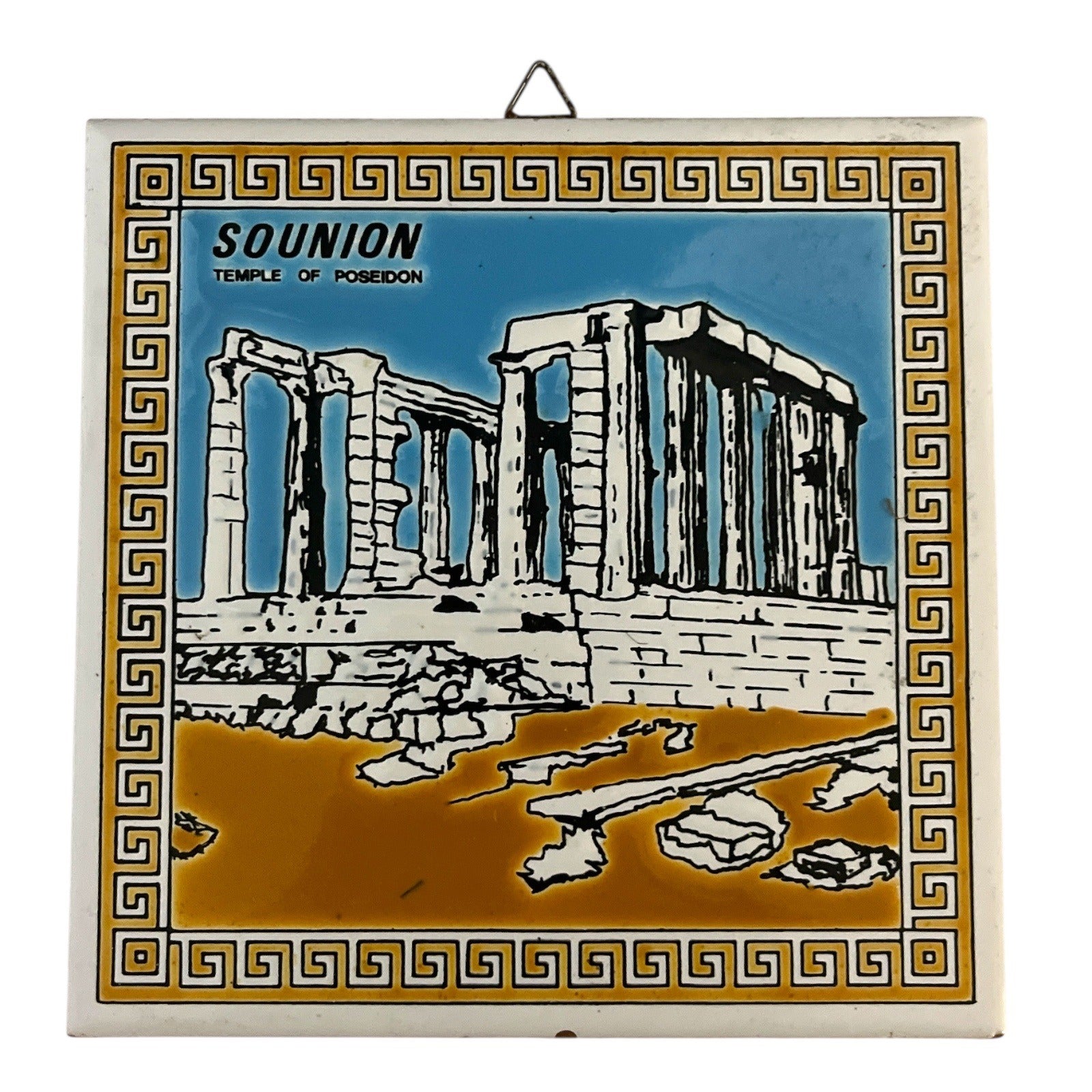 Vintage Greek Ceramic Tile Sounion Temple of Poseidon Wall Plaque ...